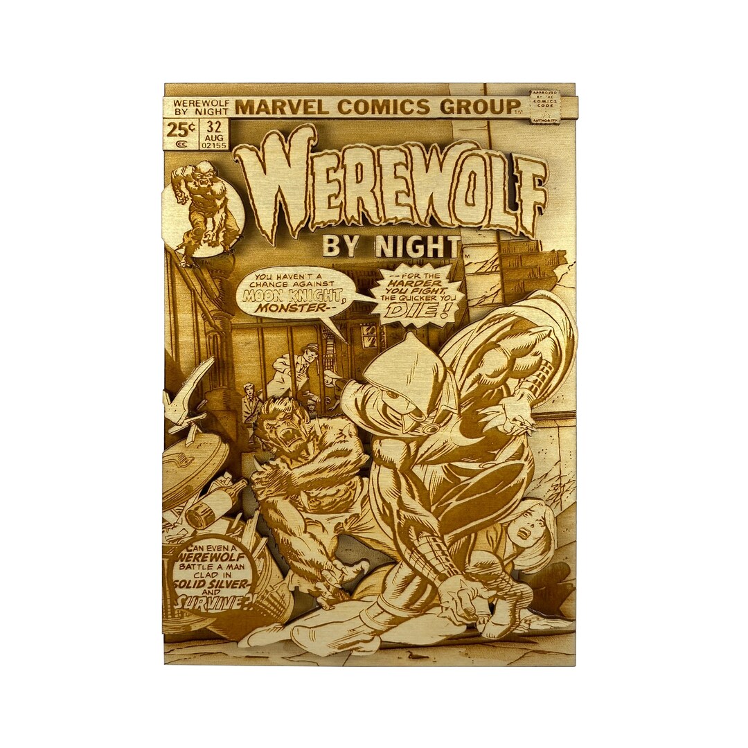 3D Wooden Werewolf by Night #32 Comic Book Cover: Moon Knight First ...