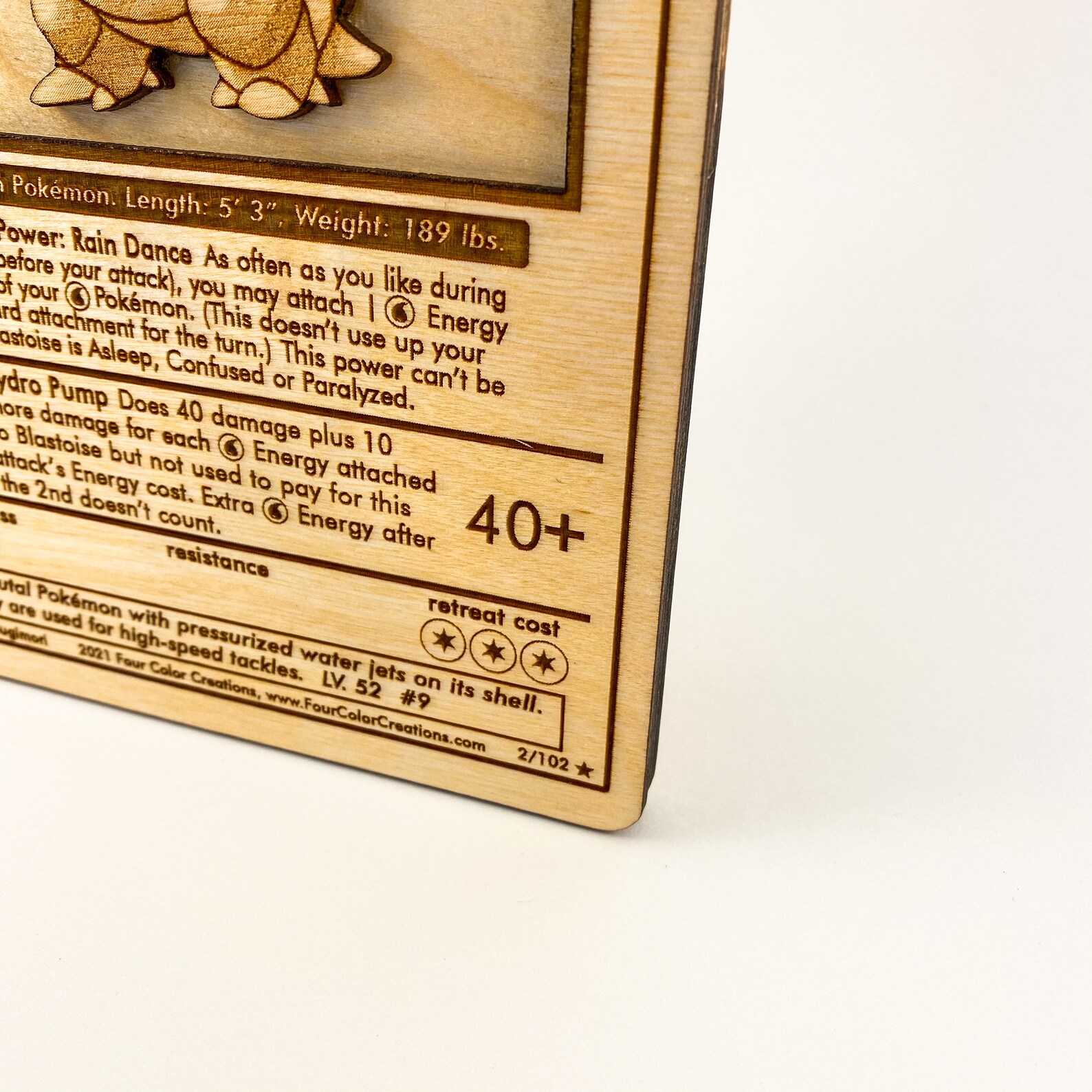 Blastoise 3D Wooden Pokemon Card Wooden 3D Laser Engraved - Etsy