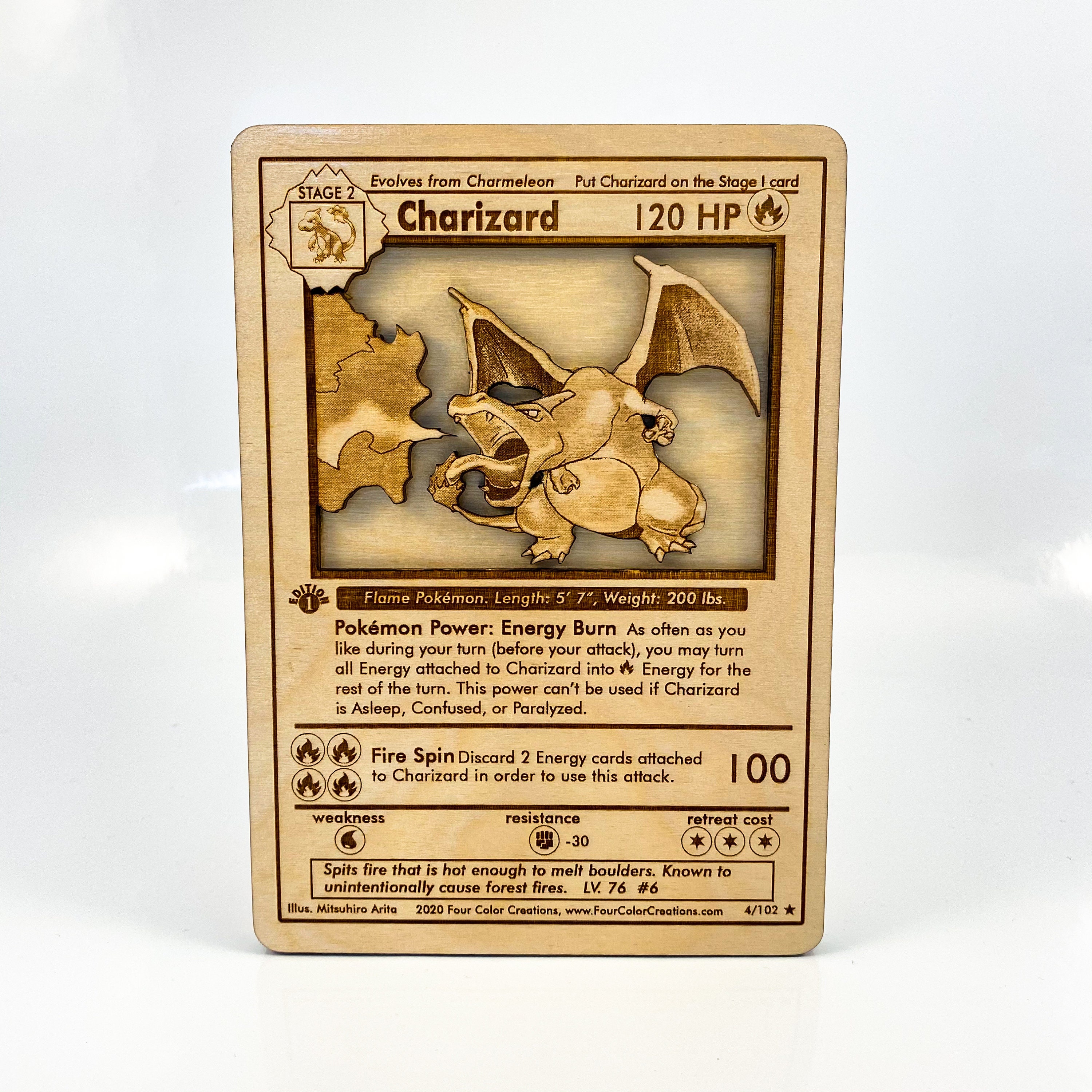 Charizard 3D Wooden Pokemon Card Wooden 3D Laser Engraved - Etsy Canada