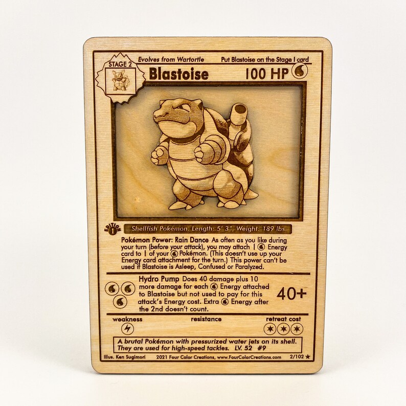 Blastoise 3D Wooden Pokemon Card Wooden 3D Laser Engraved - Etsy Australia