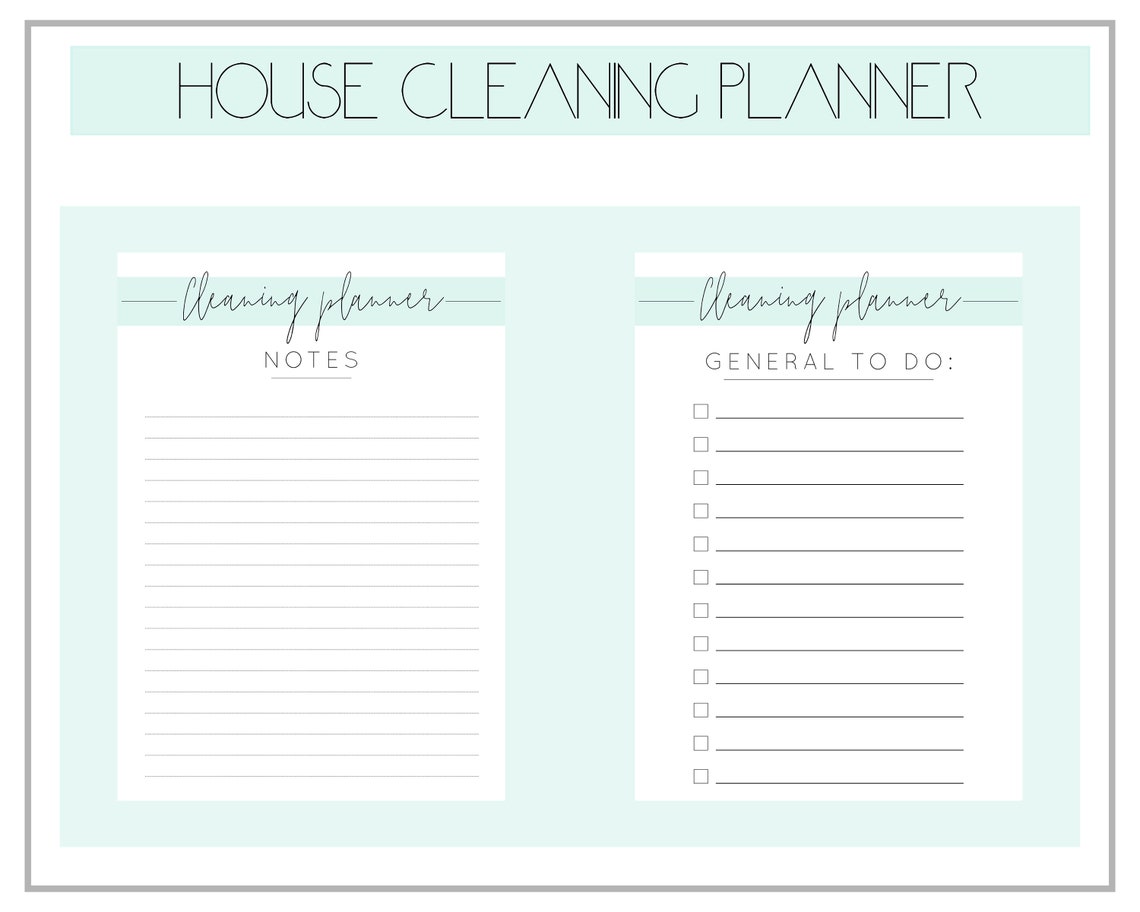 Home Cleaning Planner Printable Kit Household Planner With | Etsy