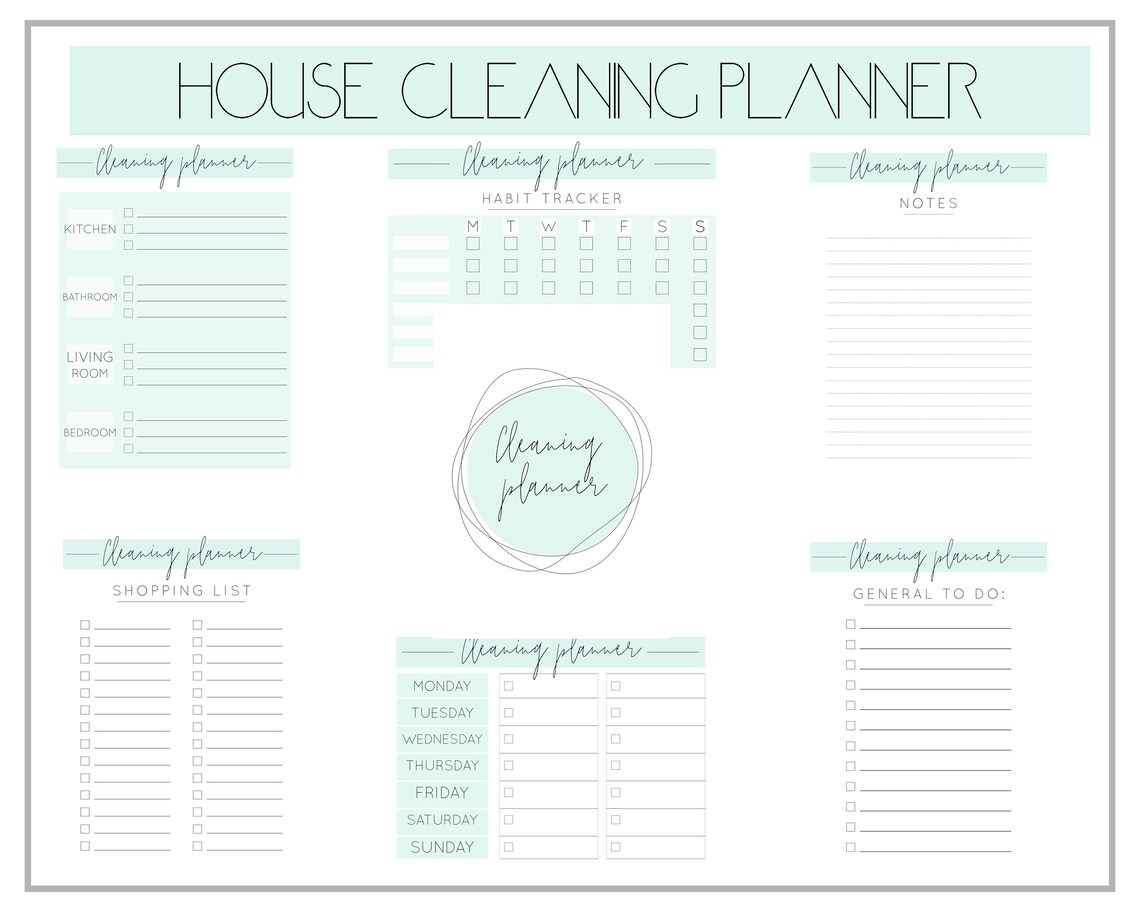 Home cleaning planner printable kit household planner with | Etsy