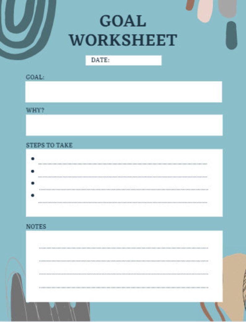 Goal Setting Worksheet - Etsy