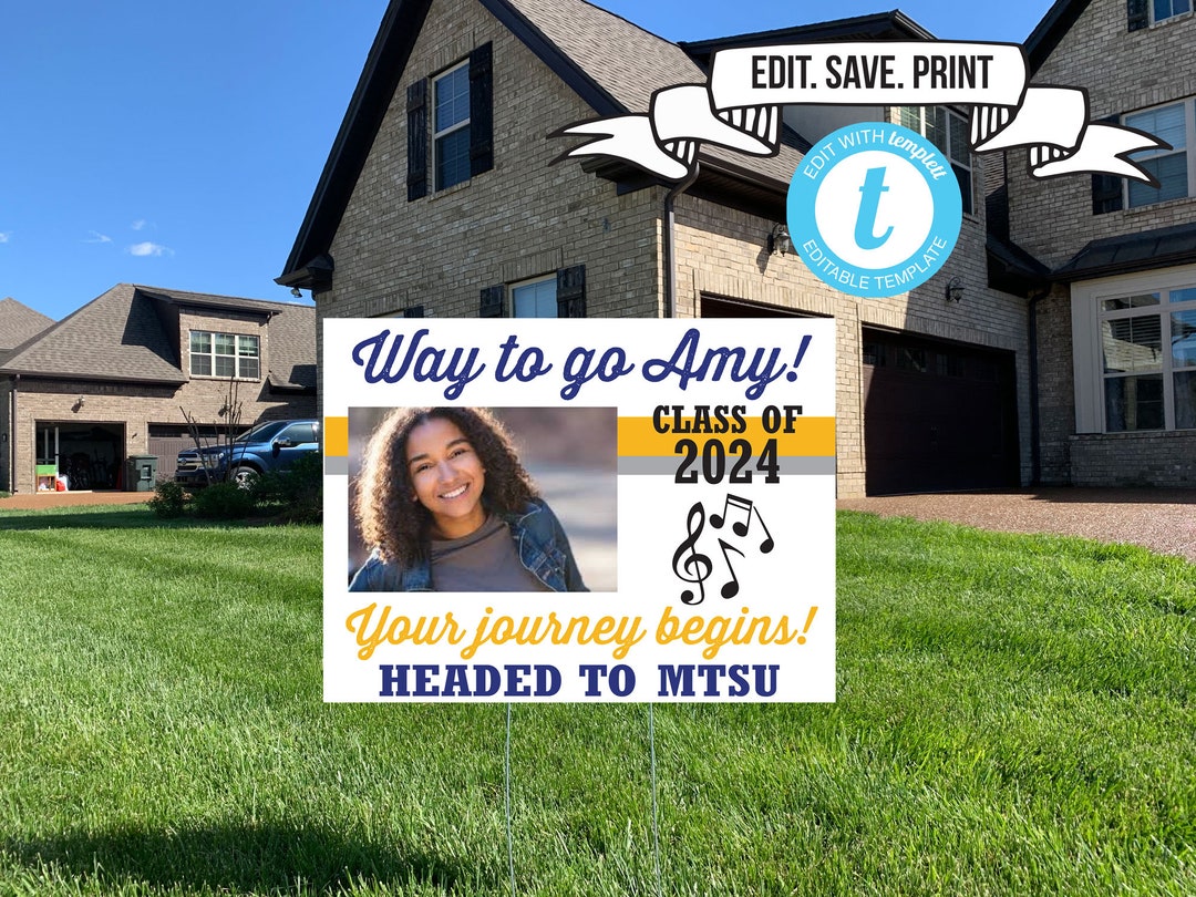 Way to Go Graduation Photo Yard Sign Instant Download, Class 2024 ...