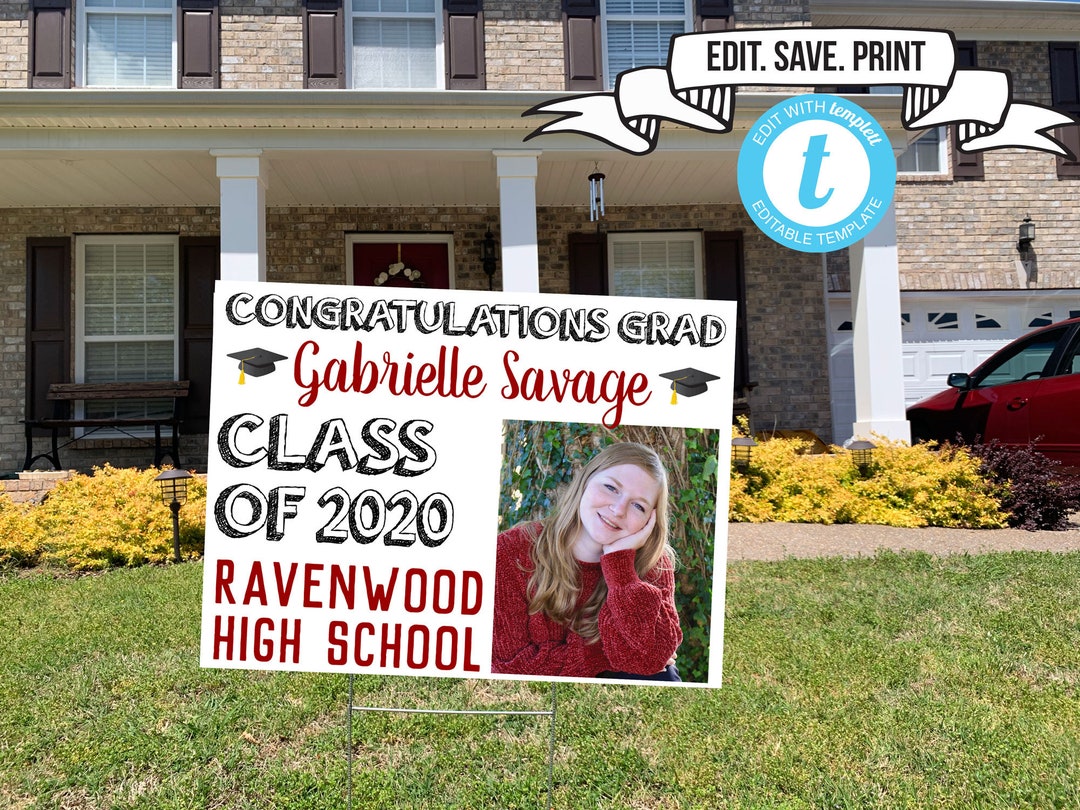 Graduation Photo Yard Sign Instant Download, Class 2020 ...