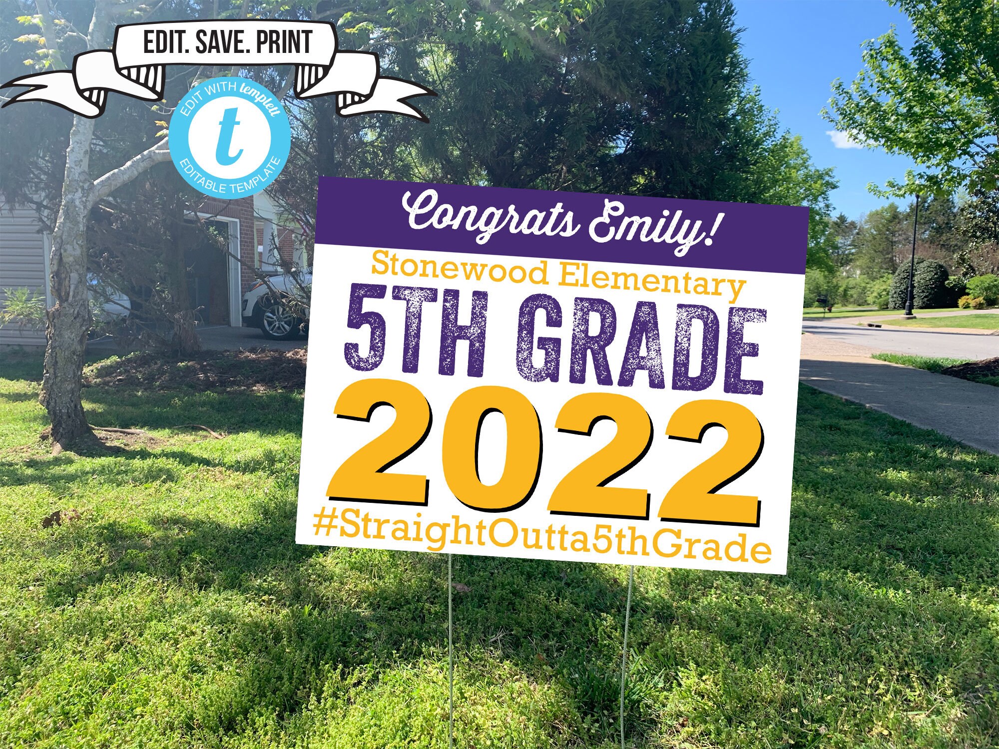 5th Grade Graduation Yard Sign 2022 Grad Sign Class 2029 - Etsy