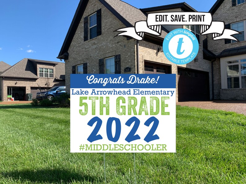 5th Grade Graduation Yard Sign 2022 Grad Sign Class 2029 - Etsy