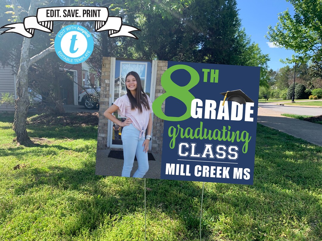 8th Grade Graduating Class Yard Sign Template, Class of 2026 Yard Sign ...