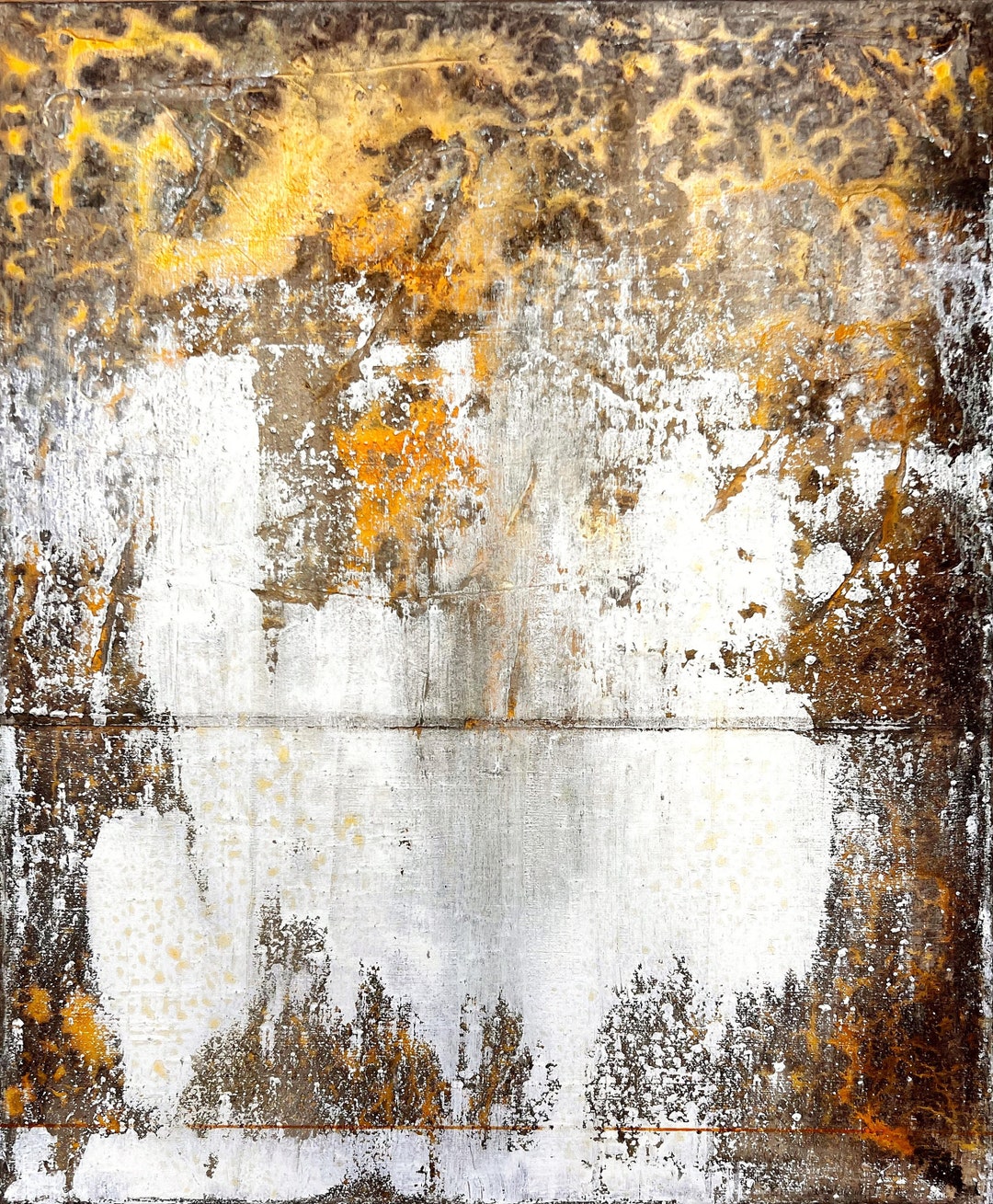 Minimalist Rust Decay Painting: Original Abstract Acrylic Art (20x24 In ...