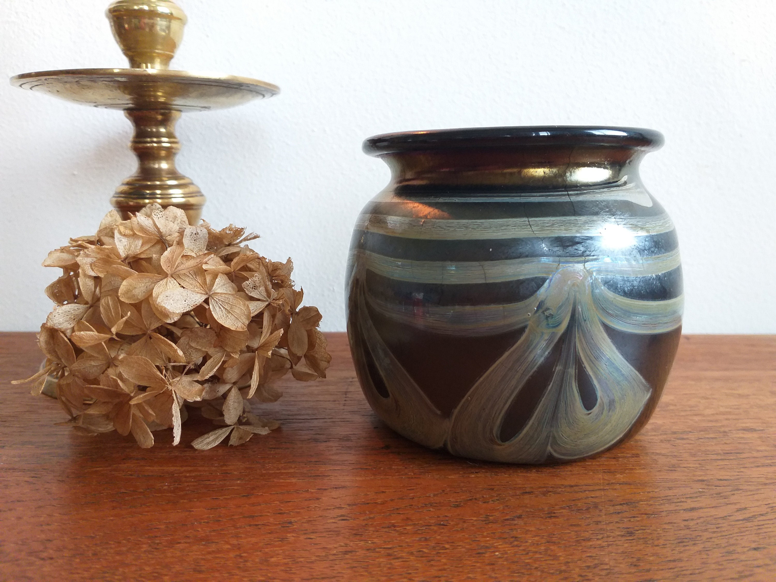 Erwin Eisch | Black and Silver Art Vase | 1985 | Iridiscent Lusterware ...