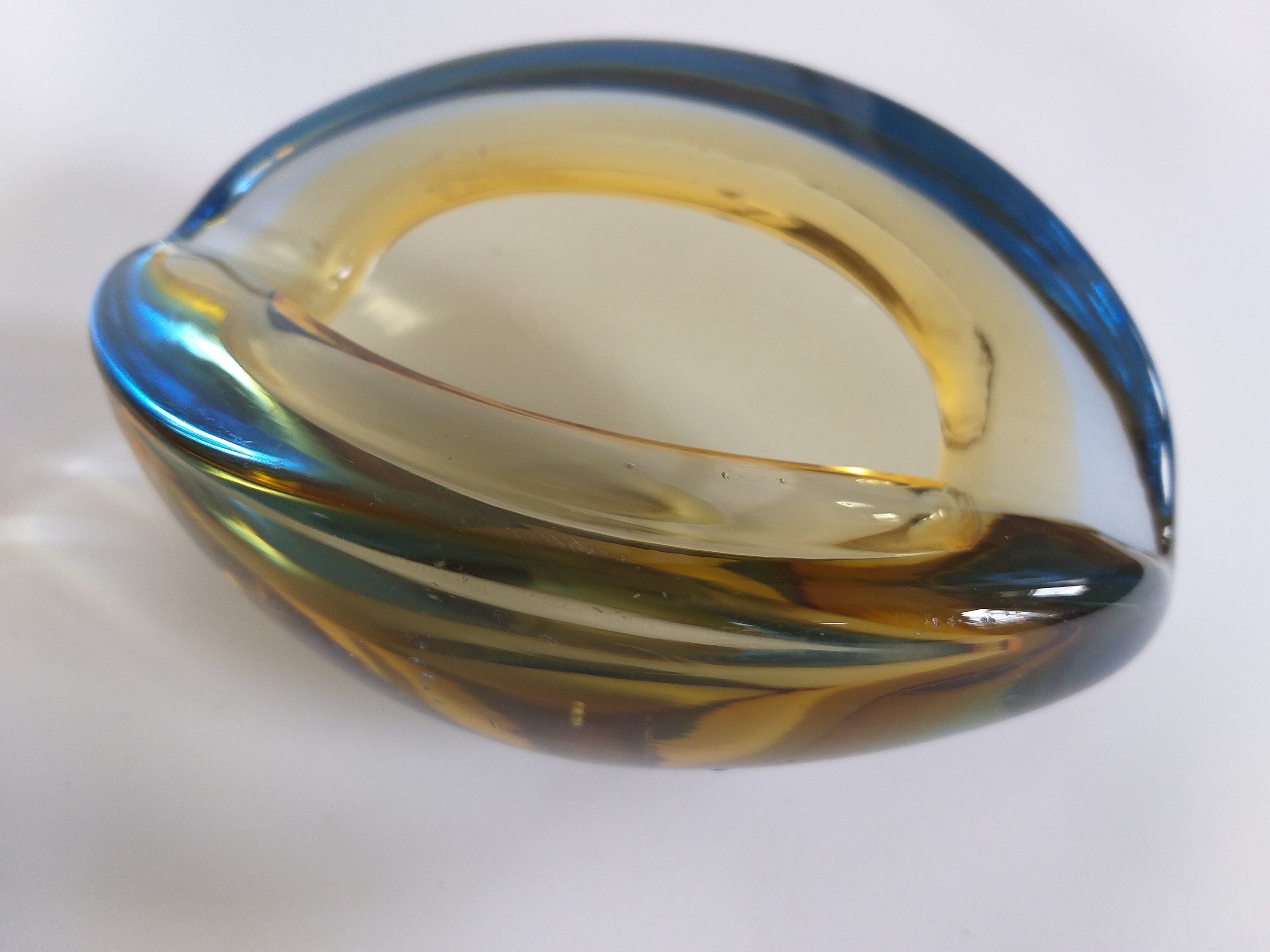 Two Colored 70s Ashtray, Vintage Bohemian Glass Bowl Ashtray Attr. to ...