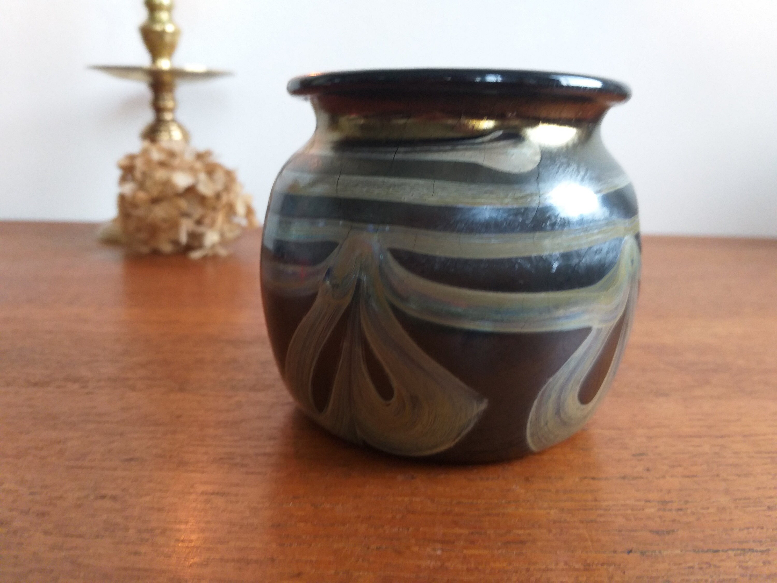 Erwin Eisch | Black and Silver Art Vase | 1985 | Iridiscent Lusterware ...