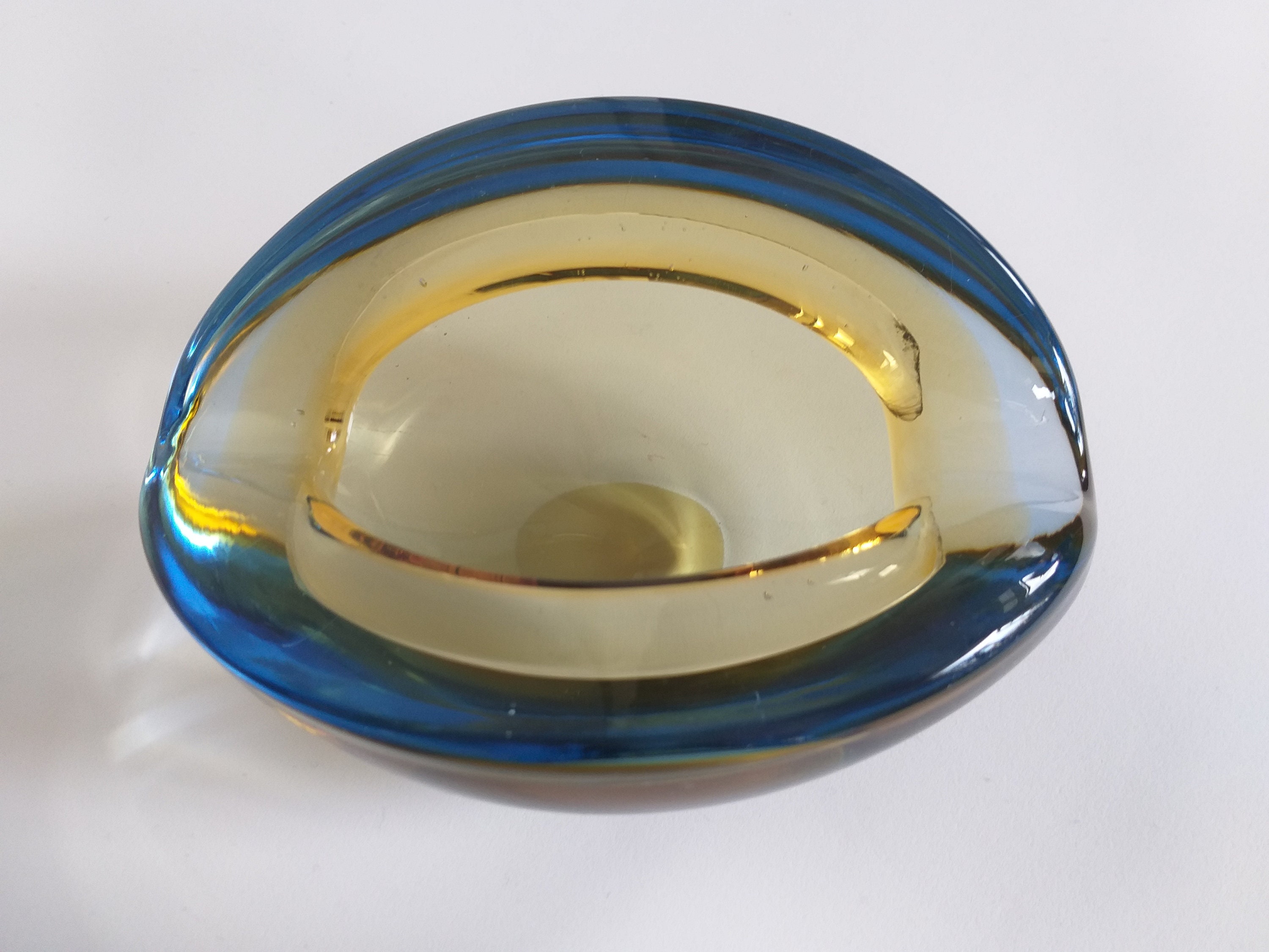 Two Colored 70s Ashtray, Vintage Bohemian Glass Bowl Ashtray Attr. to ...