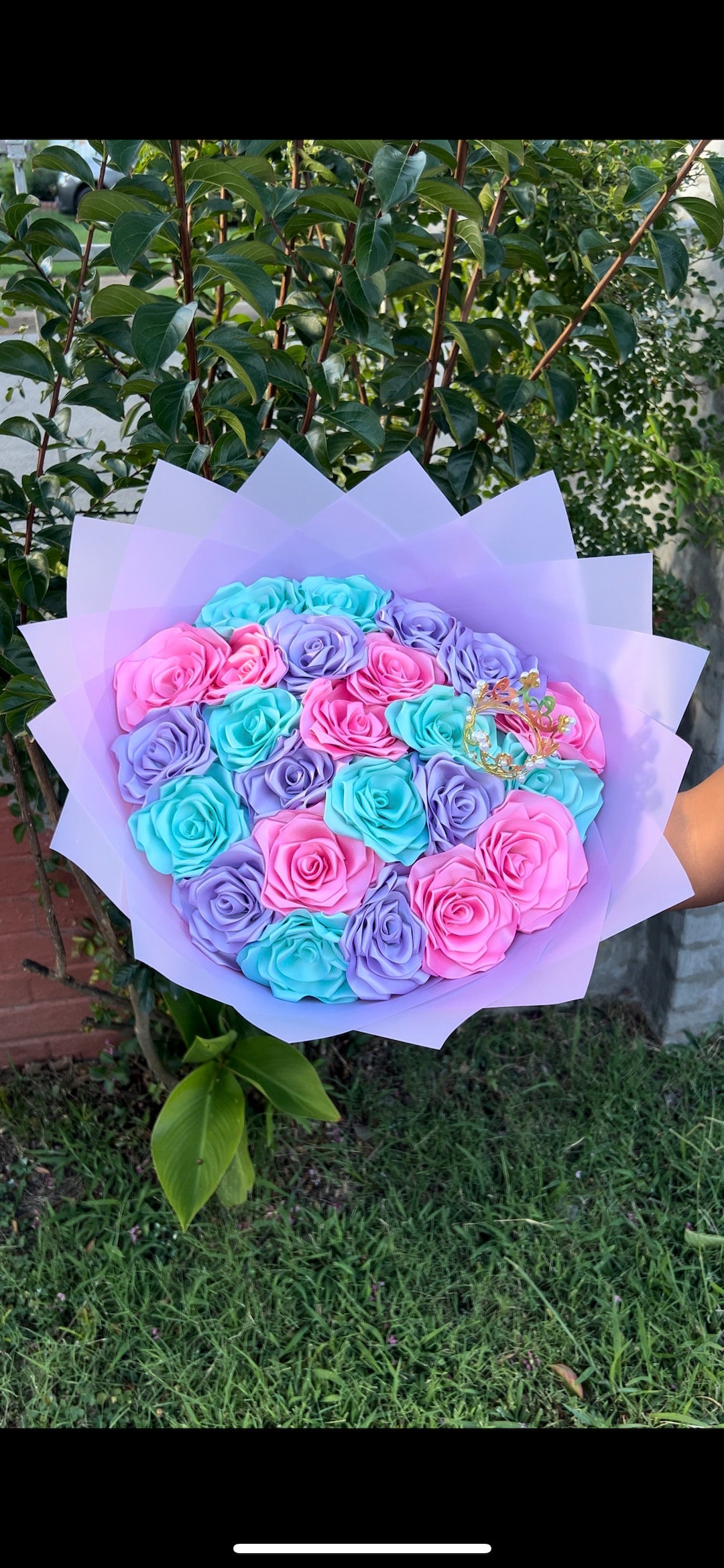 Light Purple,hot Pink,and Aqua Blue Roses, Eternal Roses Bouquet ...