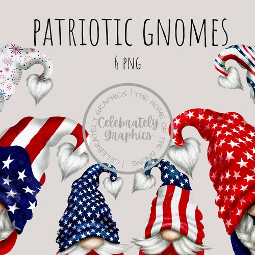 Patriotic Gnome Clipart Patriotic Gnome Independence Day 4th - Etsy