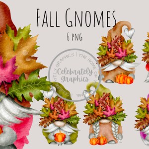 Fall Gnomes Clipart Autumn Gnome Hand Drawn Watercolor Instant Download ...