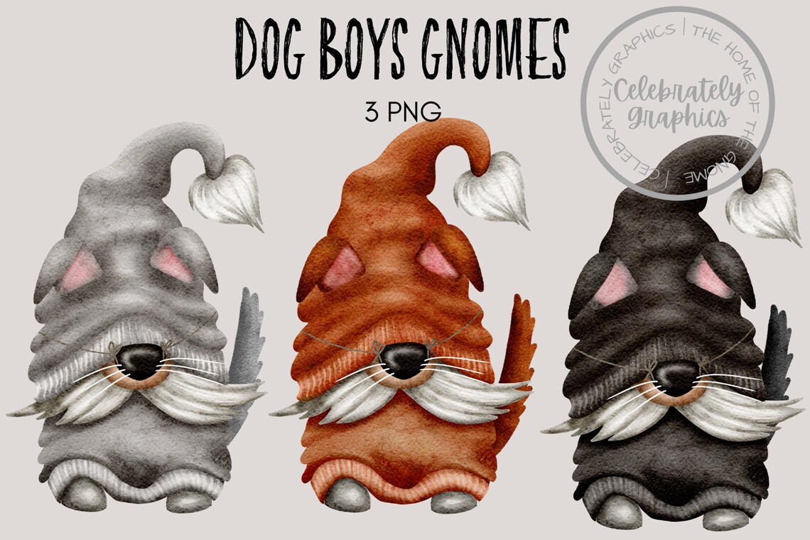Animal Pet Gnomes clipart Boy Dog Hand Drawn Watercolor | Etsy
