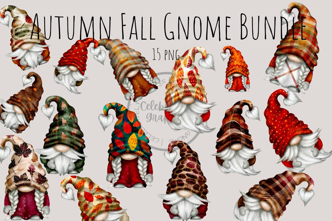 Fall Gnome Clipart PNG Bundle Autumn Gnomes Bundle Hand Drawn ...