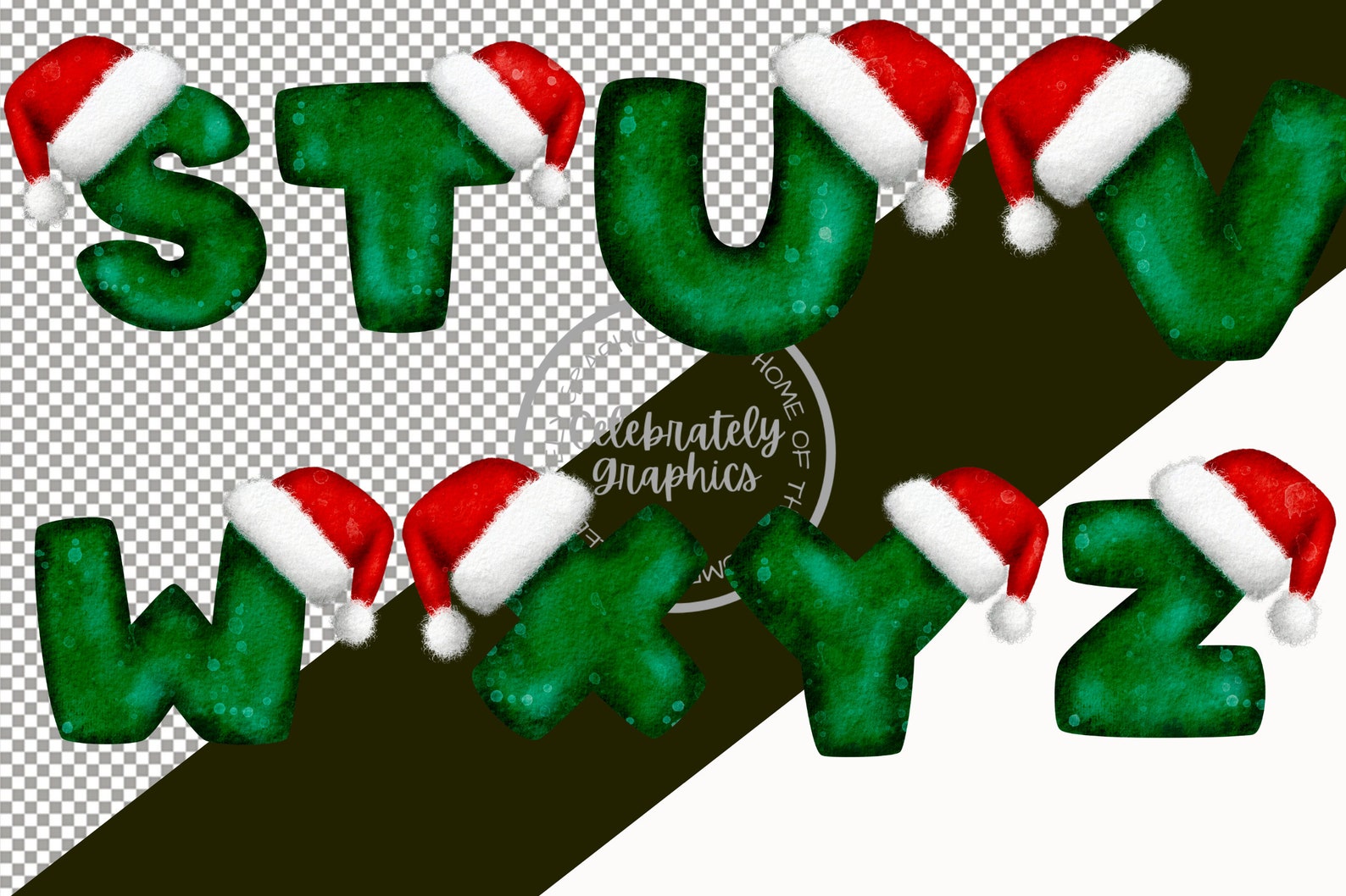 Christmas Hat Alphabet and Numbers Clipart Christmas Alphabet | Etsy