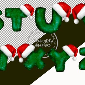 Christmas Hat Alphabet and Numbers Clipart Christmas Alphabet PNG Hand ...
