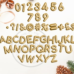 Gold Foil Balloon Clipart, Letters and Numbers Balloon Clipart Instant ...