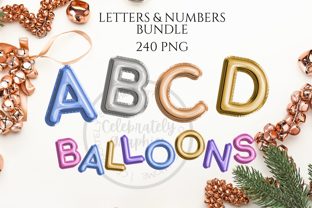 Foil Balloon Clipart Bundle, Pink, Blue, Gold, Silver, Rose Gold ...