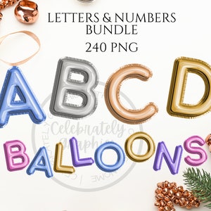 Foil Balloon Clipart Bundle, Pink, Blue, Gold, Silver, Rose Gold ...