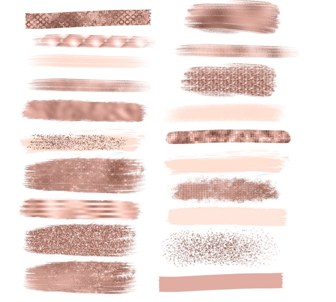Brush Strokes Clipart With Rose Gold Glitter PNG Paint Stroke | Etsy