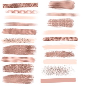 Brush Strokes Clipart With Rose Gold Glitter PNG Paint Stroke Planner ...