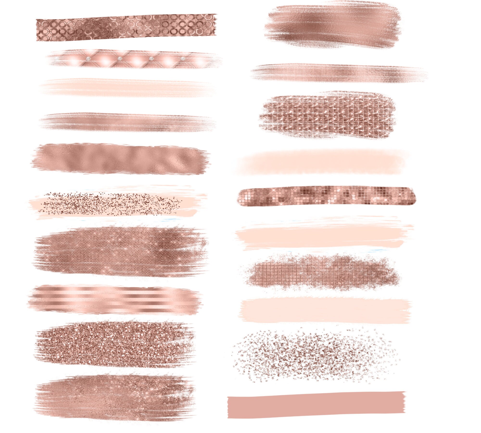 Brush Strokes Clipart With Rose Gold Glitter PNG Paint Stroke | Etsy