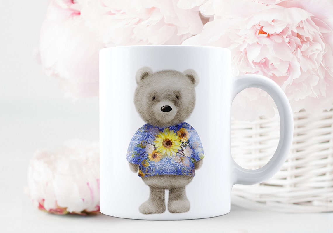 Sunflower Teddy Bear PNG Clipart Cute Animal Clipart Hand | Etsy UK