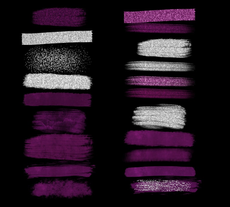 Deep Pink Brush Strokes Clipart With Silver Glitter PNG Paint - Etsy