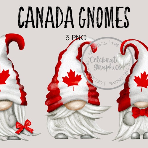 Canadian Flag Gnomes Hand Drawn Watercolour Canada Gnome | Etsy