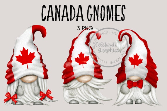 Canadian Flag Gnomes Hand Drawn Watercolour Canada Gnome | Etsy
