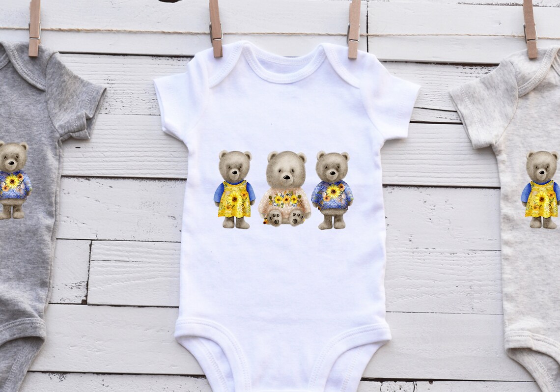 Sunflower Teddy Bear PNG Clipart Cute Animal Clipart Hand | Etsy UK