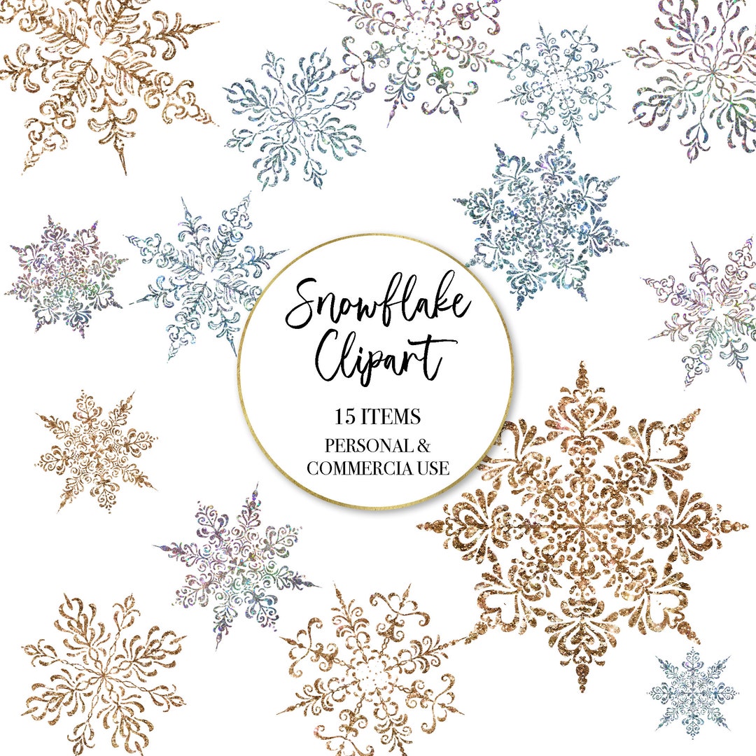 Glitter Snowflakes Christmas Gold Snowflakes Clipart Silver Christmas ...