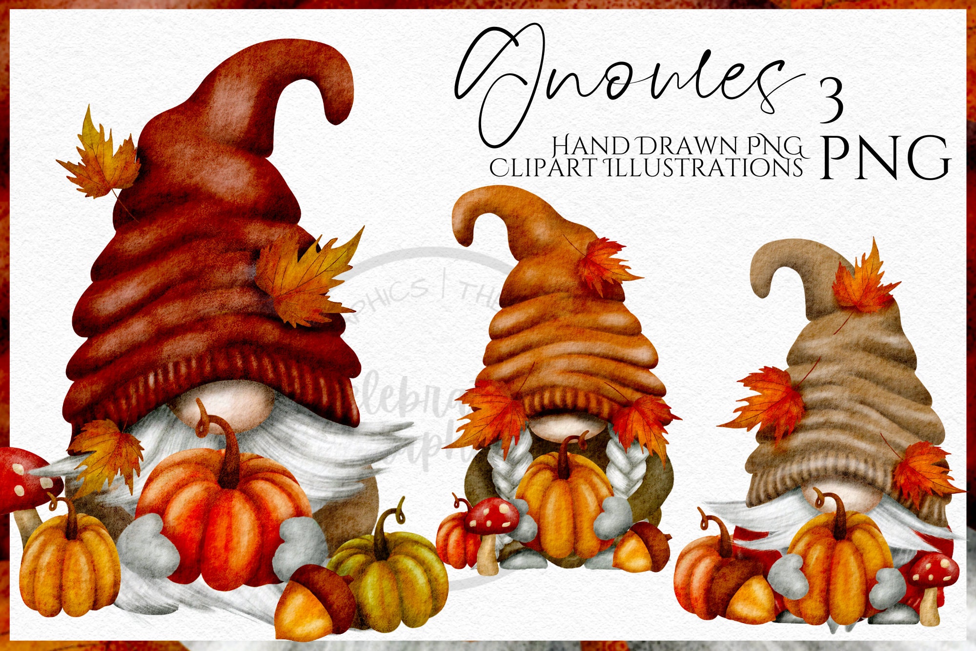 Fall Gnome Clipart PNG Bundle Autumn Gonk Hand Drawn - Etsy