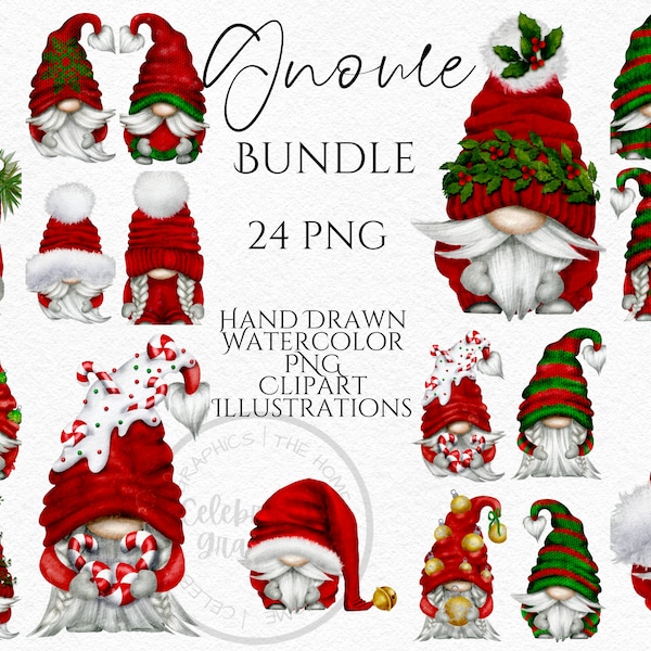 Christmas Gnome Clipart - Etsy