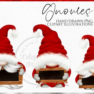Christmas Gnomes With Signs Png, Hand Drawn Watercolor Christmas Gonk ...