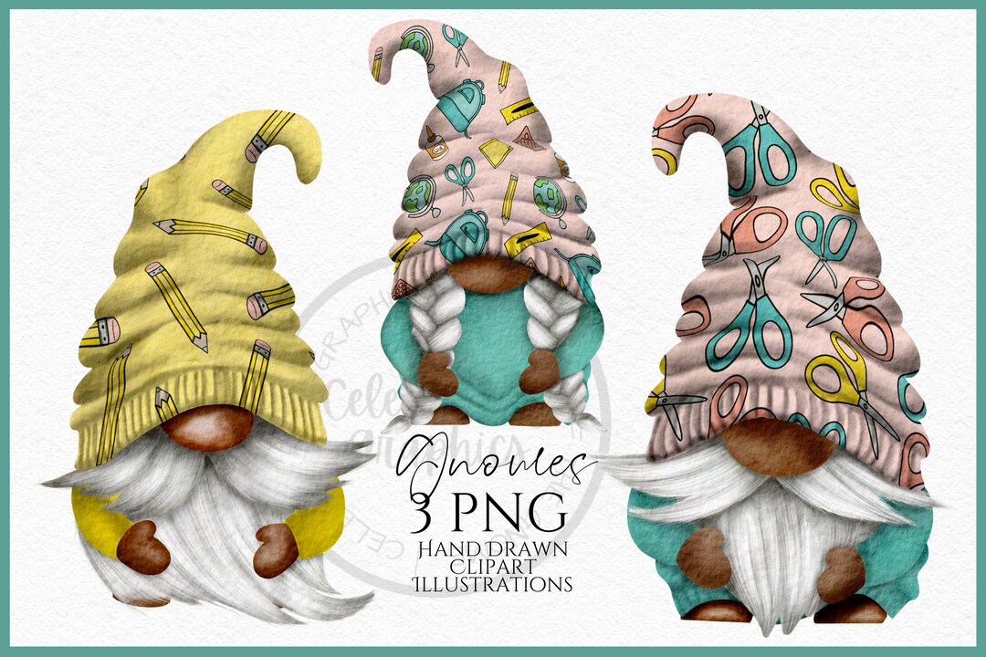 School Gnomes Clipart: Hand-drawn PNG Gonks (digital Download) - Etsy