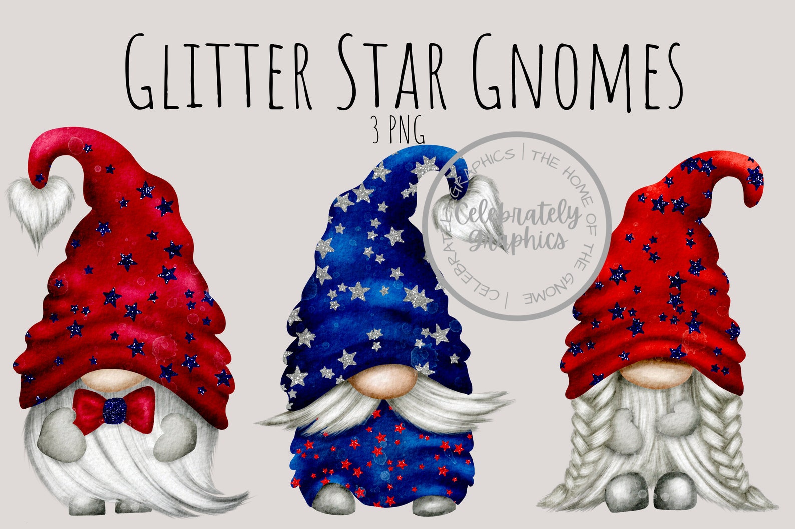 Glitter Star Gnomes Png Hand Drawn Watercolor Gnome Clipart - Etsy