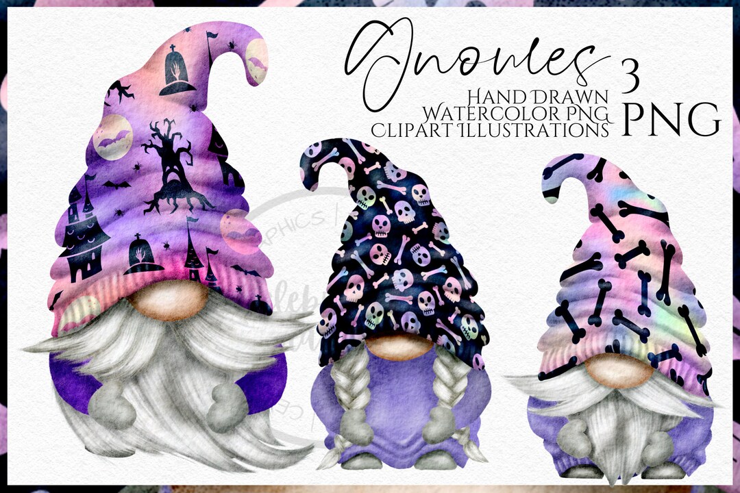 Halloween Gnome PNG Clipart Hand Drawn Watercolor Instant Download ...