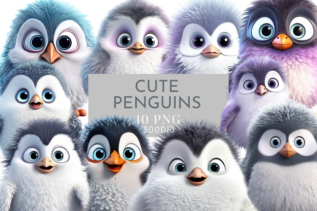 Cute Penguin Clipart PNG, Clipart Pack of 10, Crafts Card Making ...
