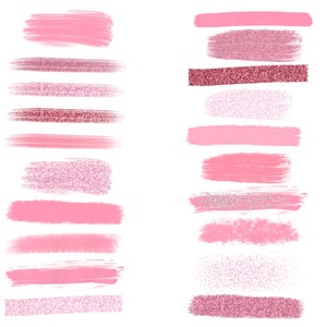 Pale Pink Brush Strokes Clipart With Blue Glitter PNG Paint Stroke ...