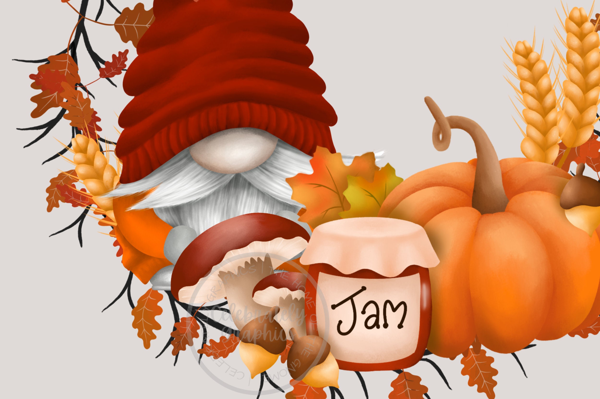 Thanksgiving Gnome Wreath Clipart PNG Fall Autumn 1 PNG Hand - Etsy