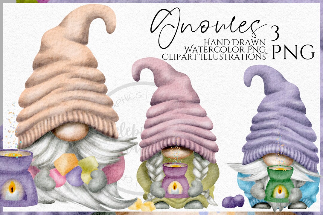 3 Oil Burner Gnomes Clipart Png , Gonk Clipart , Hand Drawn Watercolor ...