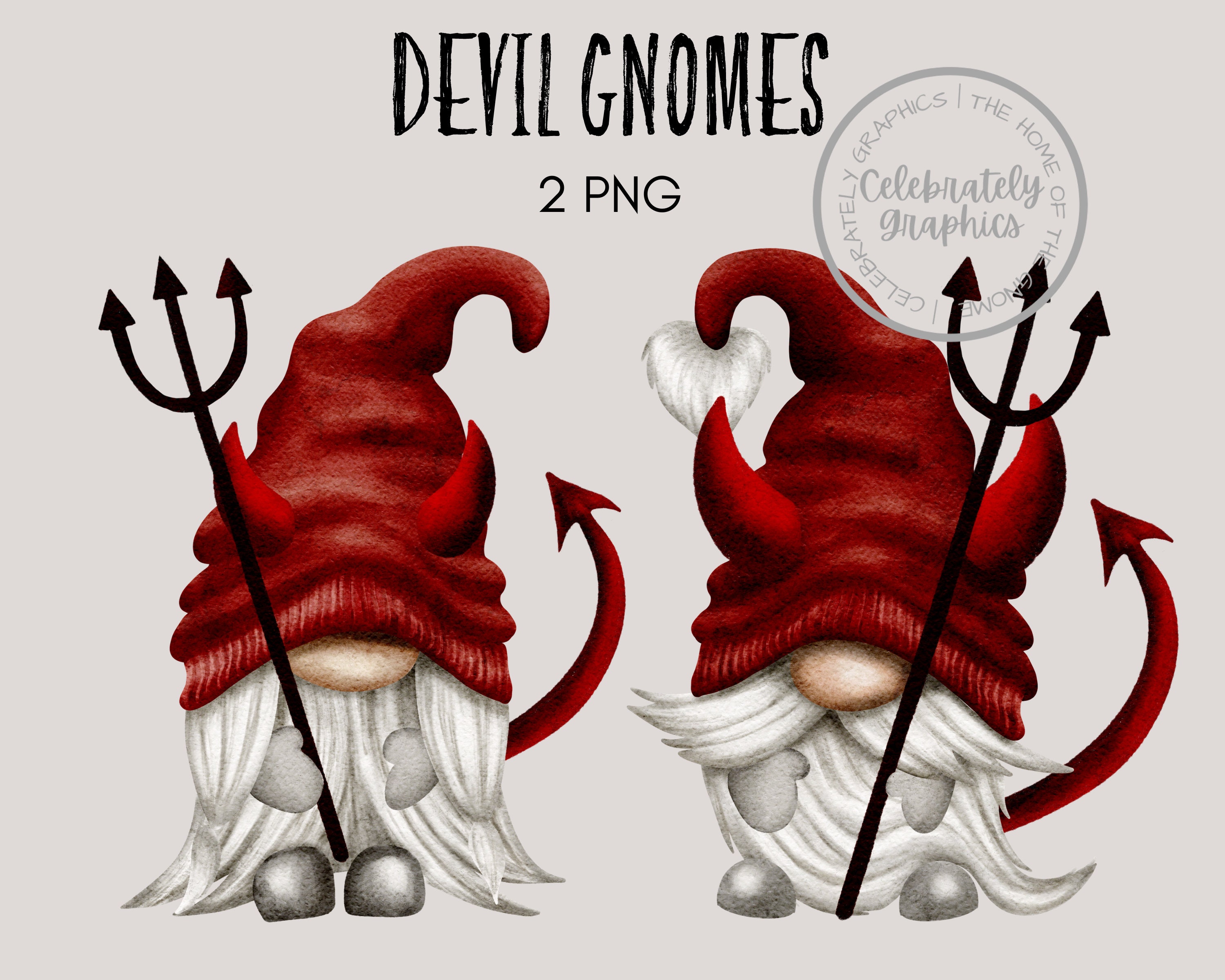 Devil Gnomes Clipart PNG Hand Drawn Watercolor Gnome Clipart - Etsy UK