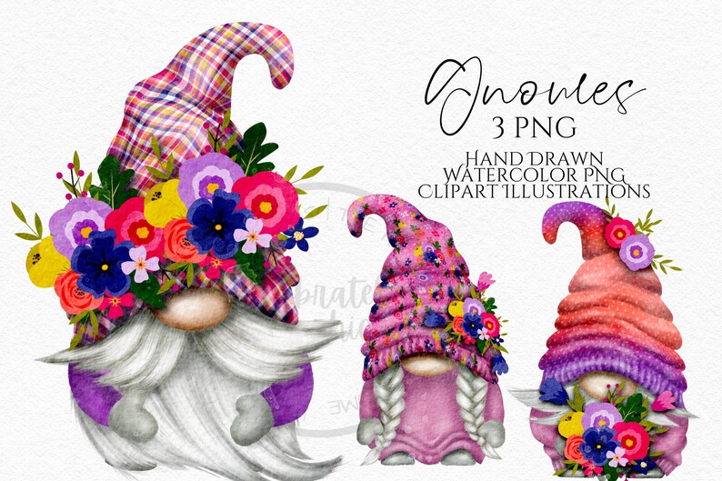 Gnome With Bright Flowers Clipart Png Flower Gonk Hand - Etsy