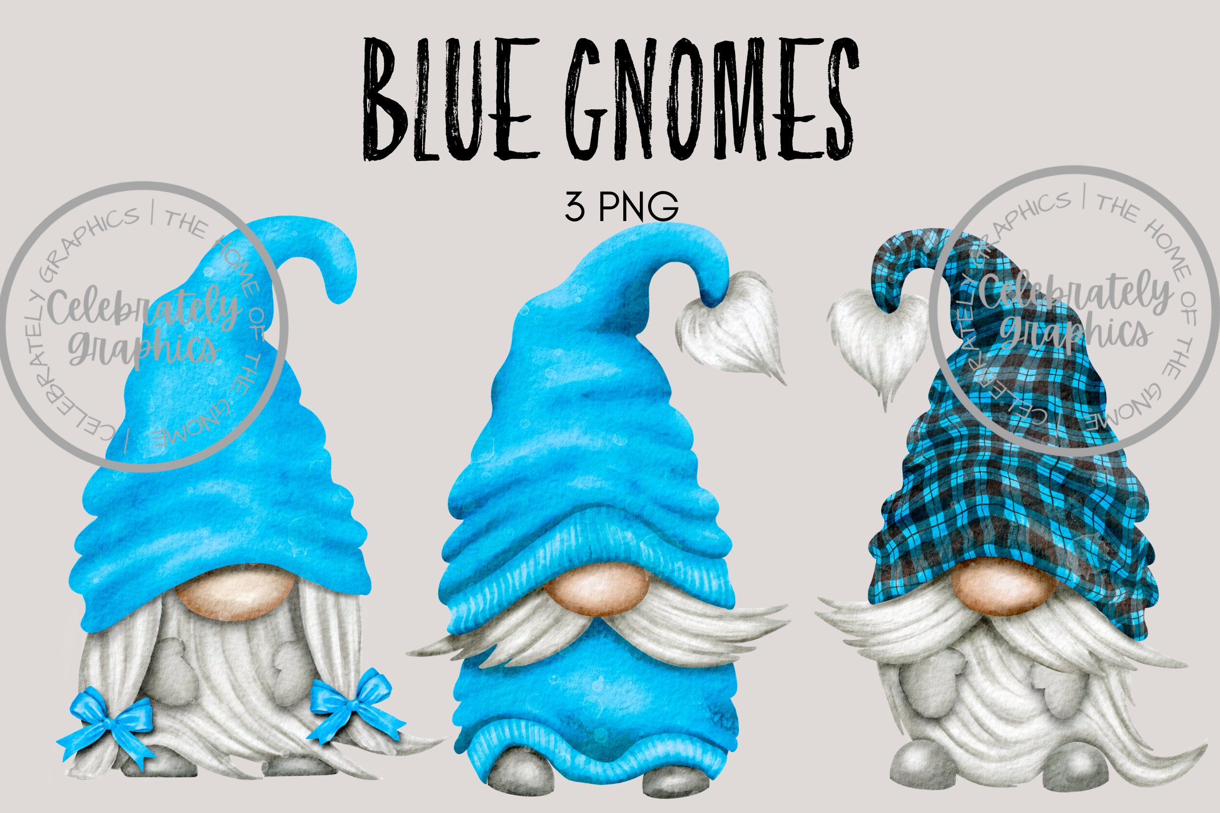 Blue Check Gnome Png Hand Drawn Watercolor Gnome Clipart - Etsy