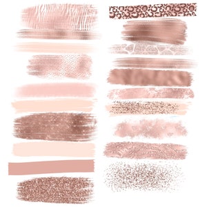 Brush Strokes Clipart With Rose Gold an Glitter PNG Paint Stroke ...